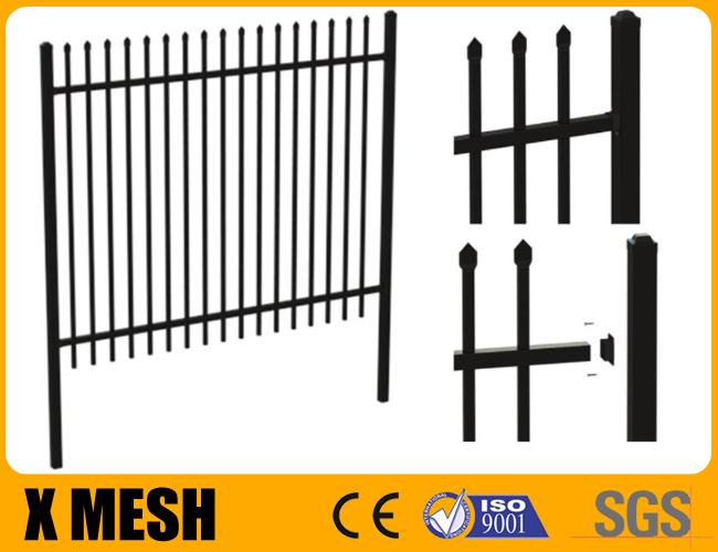 Black Powder Coated Metal Tubular Fencing 1.8m High 2.4m Width Commercial