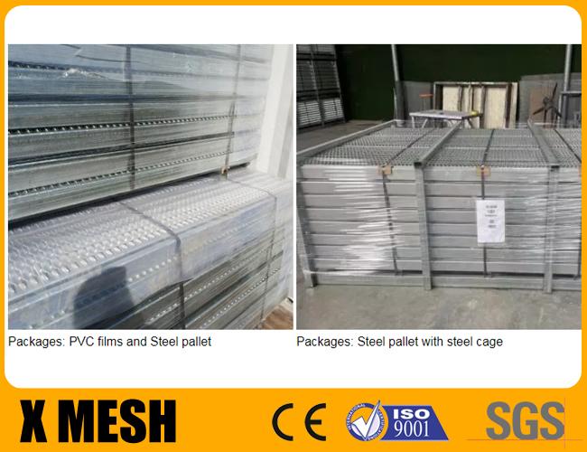 Perforated HDG Galvanized Steel Grating Stair Tread With Securing Brackets