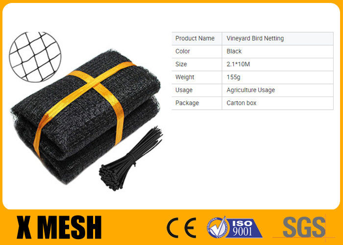 15mm X 15mm Mesh Size Plastic Bird Netting Black Color 10g Per Square ...