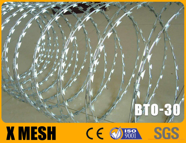 BTO 30 Type Concertina Razor Wire With 0.5mm Thickness 450mm Coil ...